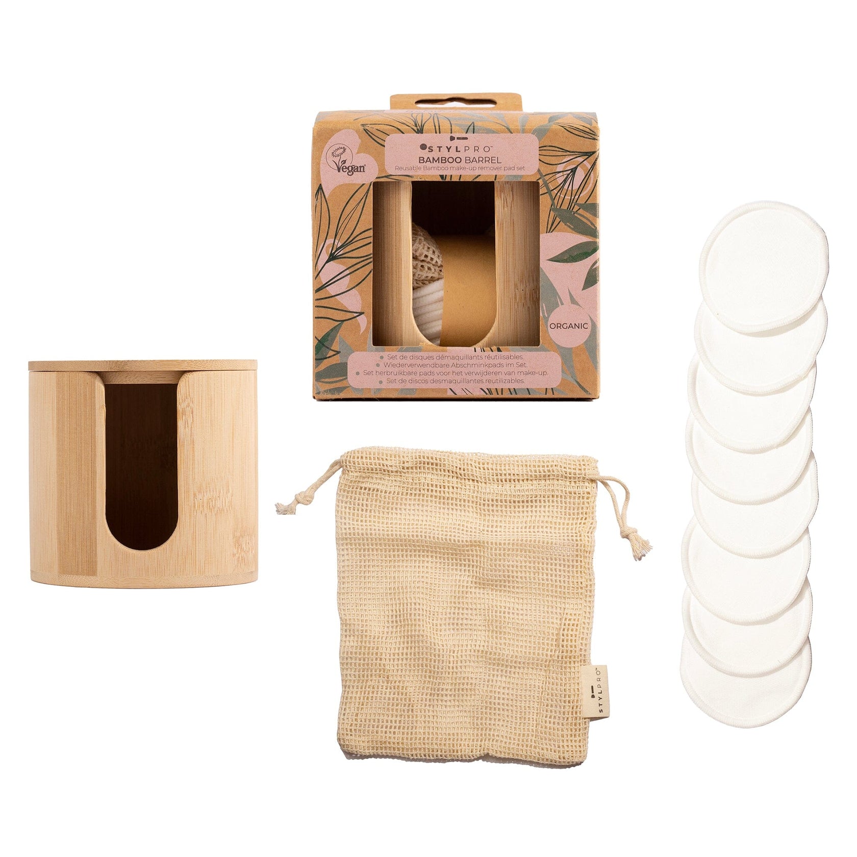 STYLPRO Bamboo Barrel with 8 Reusable Bamboo Pads – STYLIDEAS